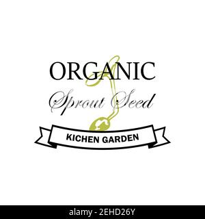 Microgreens logo with hand drawn elements. Vector illustration in ...