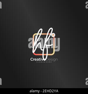 Initial Letter HF Logo - Hand Drawn Signature Style Logo - Minimal ...