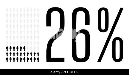 Twenty six percent chart, 26 percentage diagram. Vector circle chart ...