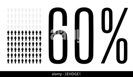 60 percent diagram, sixty percentage vector infographic. Rounded ...
