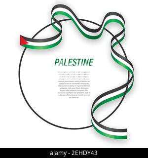 Frame and border of ribbon with Palestine flag, template elements for ...