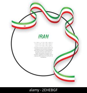 Frame and border of ribbon with Iran flag, template elements for your ...
