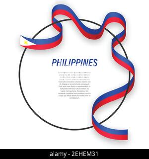 Frame and border of ribbon with Philippines flag, template elements for ...