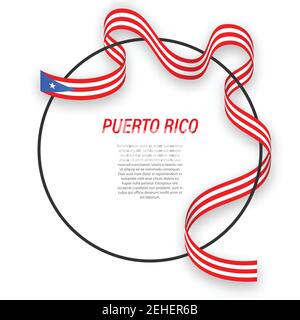 Frame and border of ribbon with Puerto Rico flag, template elements for ...