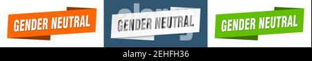 gender neutral ribbon label sign set. gender neutral banner Stock ...
