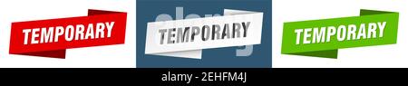 temporary ribbon label sign set. temporary banner Stock Vector Image ...