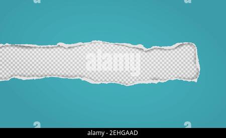 Piece of torn, ripped turquoise paper with soft shadow are on white ...