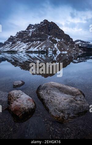 Bow lake at spring morning. Banff National park. Canada Stock Photo - Alamy