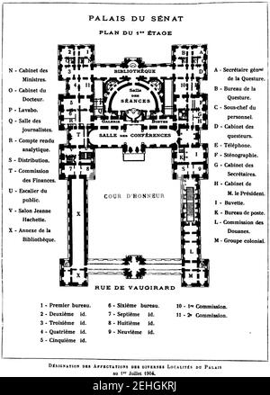 Palais du Luxembourg plan 1904 - Hustin 1904 p86 Stock Photo - Alamy