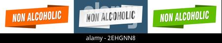 non alcoholic ribbon label sign set. non alcoholic banner Stock Vector ...