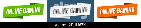 online gaming banner template. ribbon label sticker. sign Stock Vector ...
