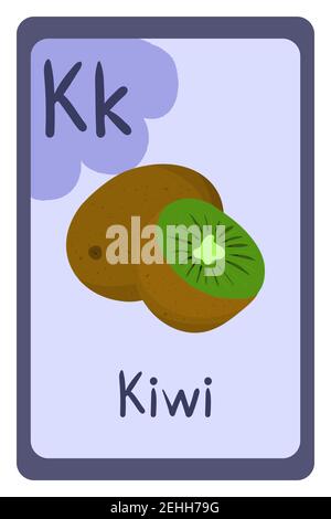 L letter of kiwi fruit food isolated alphabet symbol. Vector summer ...