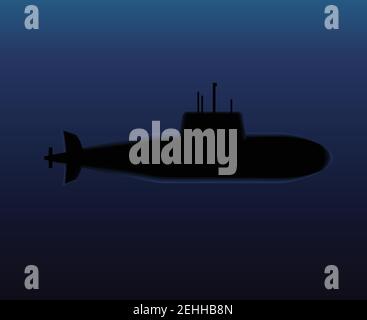 Vector illustration of a Navy submarine is in a side view just isolated ...