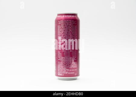 Purple Monster Energy Drink Punch MIXXD beverage can with tropical ...