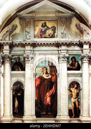 'Pala di Santa Barbara' by Palma il Vecchio is a religious altarpiece ...