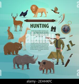 Hunting open season and wild animals poaching warning vintage posters ...