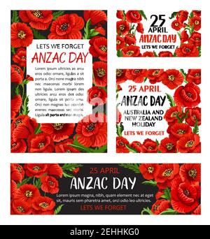 Australia Memorial Day card. Memorial day banner with poppies. Anzac ...