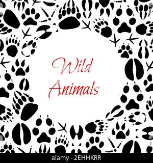 Rabbit Footprint Paw Print Silhouette Vector Icon Black Isolated ...