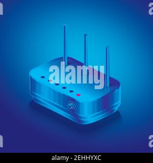 Isometric Network Router. Vector Illustration. Outline Wifi Wireless ...