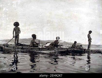 The Trading Canoe Port Moresby New Guinea depicts a traditional vessel ...