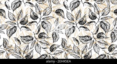Hand drawn seamless floral pattern with burgundy marsala flowers on ...
