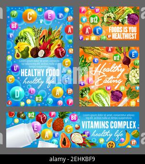 Vitamins and minerals pills in food, healthy nutrition. Vector human ...