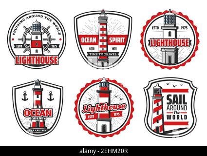 Nautical symbols and marine sailing or seafarer icons. Vector ship ...