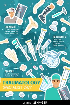 Traumatologist and trauma surgery doctor. Injured limb, broken bone or ...