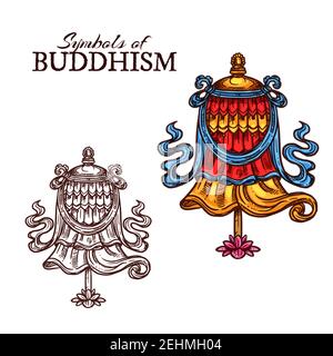 Buddhism religious traditional victory banner or Dhvaja flag. Vector ...