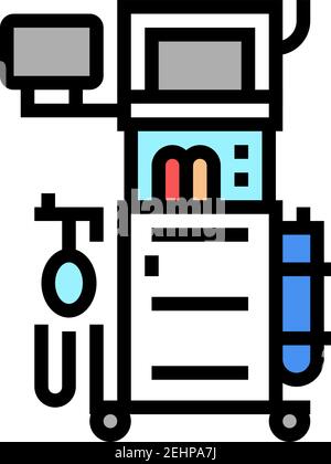 Anesthesia machine line color icon. Equipment for medical surgery ...