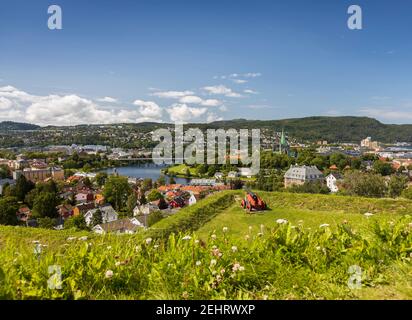 Trondheim city aerial panoramic view. Trondheim is the third most ...