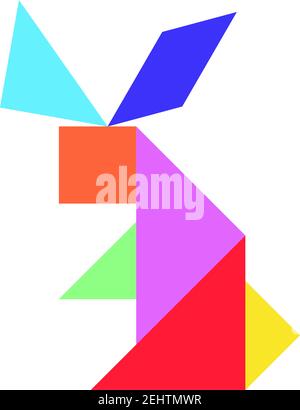 Tangram puzzle in rabbit shape on white background (Vector Stock Vector ...