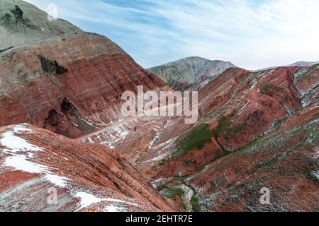 Gorgeous striped red mountains at winter Stock Photo - Alamy