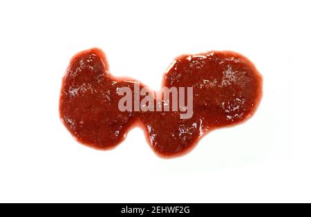 Smoothie puddle isolated on white. Banana and cherry milkshake Stock ...