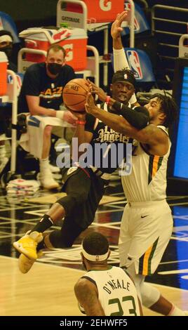 Los Angeles Clippers guard Reggie Jackson (1) dribbles against the Utah ...