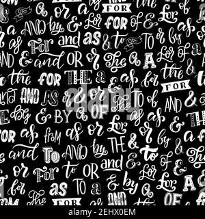 Articles, prepositions and ampersands seamless pattern. Vector font and ...