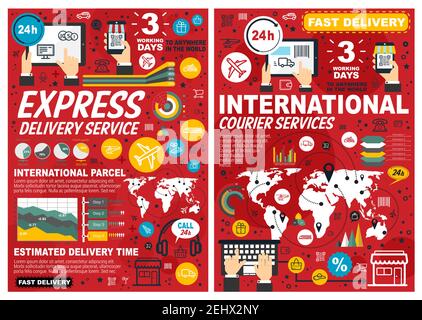 Worldwide shipping and delivery service posters Stock Vector Image ...