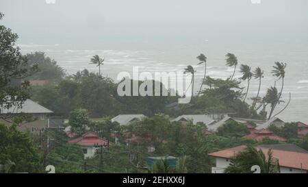 Pabuk typhoon, ocean sea shore in Thailand. Natural disaster, eyewall ...