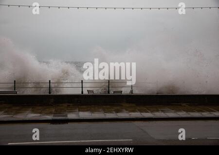 Penzance, Cornwall, 20th February 2021, Despite the strong winds and ...