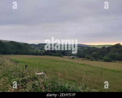 Views over Exmoor at sunset Stock Photo - Alamy