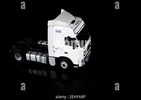 Truck TIR cab without trailer isolated on black background Stock Photo ...