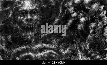 Demons scary black and white illustration, dark horror artwork, gloomy ...