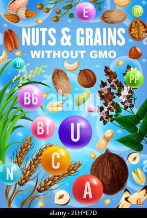 Vitamins and minerals food sources in nutrition vector infographics ...