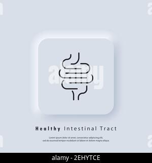 Appendicitis line icon. Human colon with inflamed appendix drawing ...