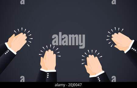 Human hands clapping. People crowd applaud to congratulate success job. Hand thumbs up. Business ...