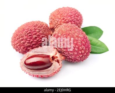 Sweet lychees fruits with close up on white background Stock Photo - Alamy