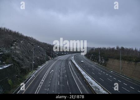 Beautiful view of empty motorway M50 Dublin, Ireland. Transportation ...