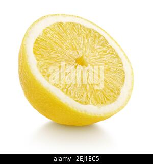 Lemon half slice (Citrus limon) isolated on white, top view Stock Photo ...