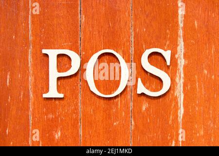 Alphabet letter in word POS (abbreviation of point of sale) on green ...