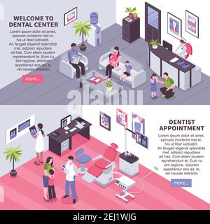 Isometric surgeon doctor horizontal banners collection with images of ...